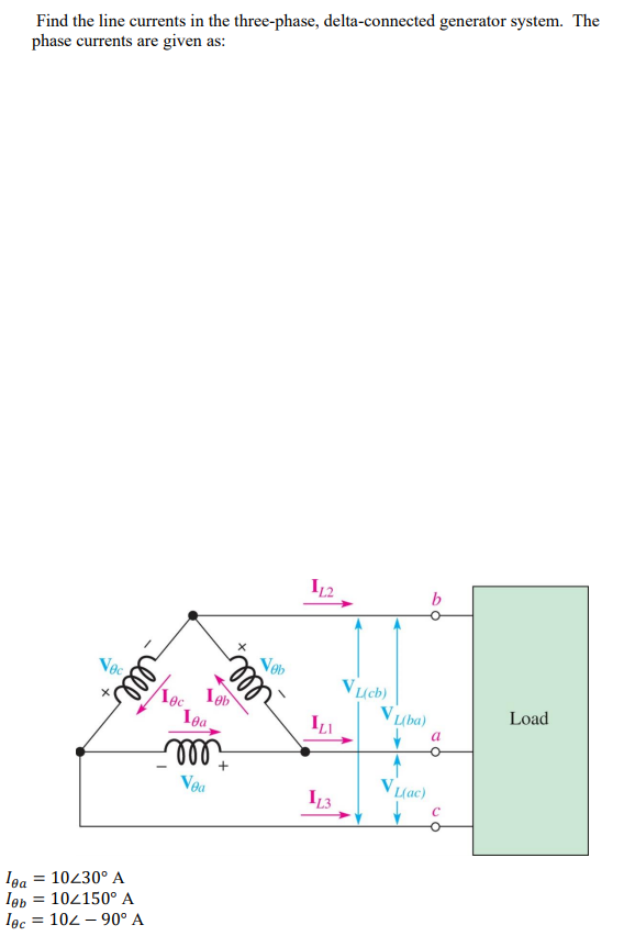 Solved Find the line currents in the three-phase, | Chegg.com