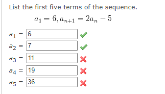 Solved List the first five terms of the sequence. | Chegg.com