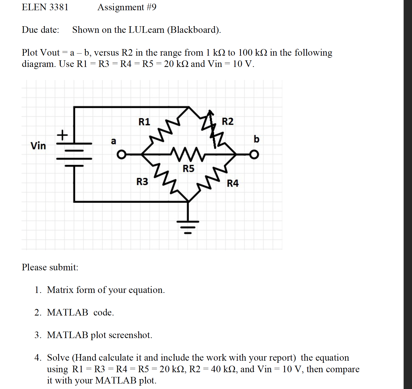 Solved Due date: Shown on the LULearn (Blackboard). Plot | Chegg.com