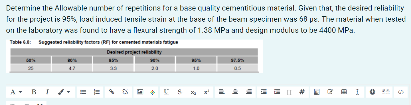 Solved Determine the Allowable number of repetitions for a | Chegg.com