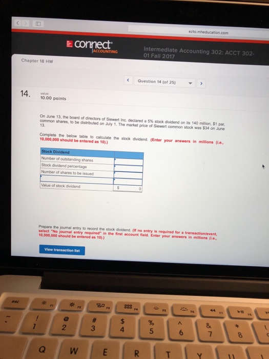 Solved ezto mheducat connect. Intermediate Accounting 302: | Chegg.com