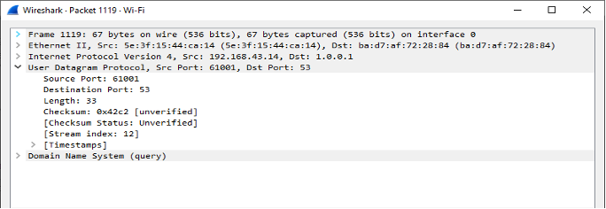 Solved Part 1: DNS Traffic CaptureOpen Wireshark and double | Chegg.com