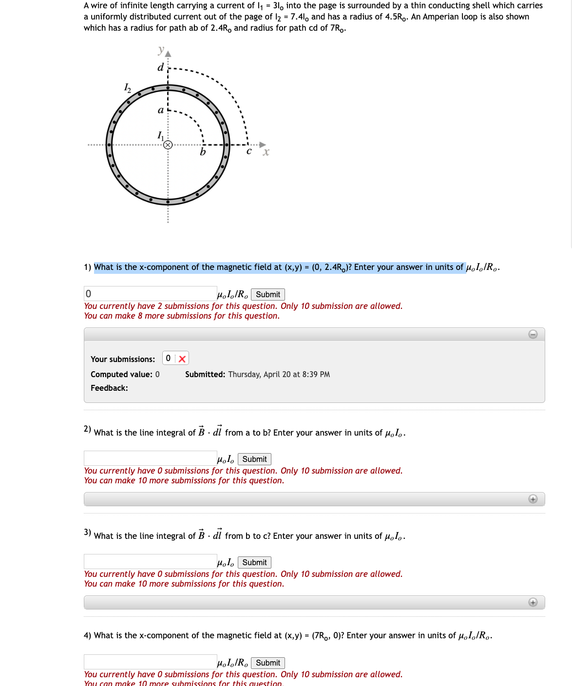 Solved A wire of infinite length carrying a current of | Chegg.com