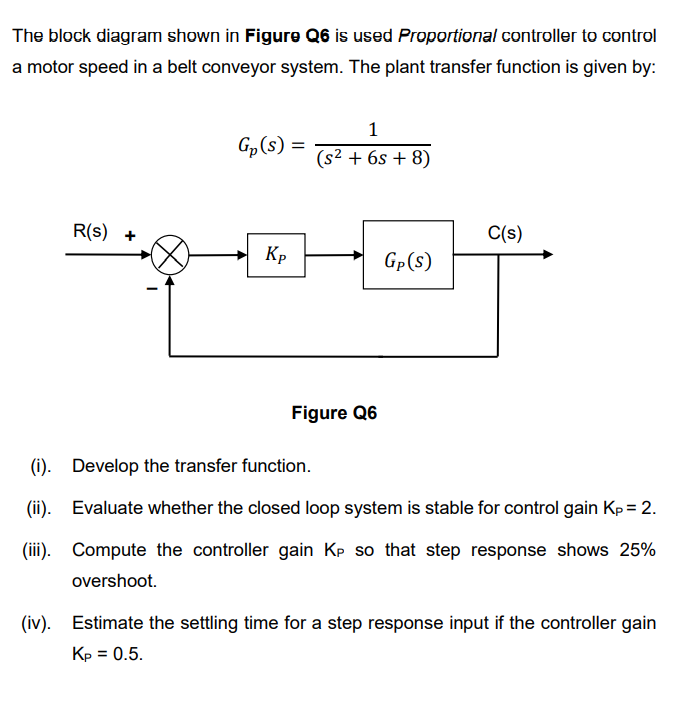 Solved The block diagram shown in Figure Q6 is used | Chegg.com