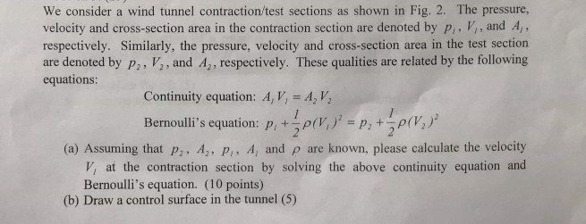 Solved We consider a wind tunnel contraction/test sections | Chegg.com
