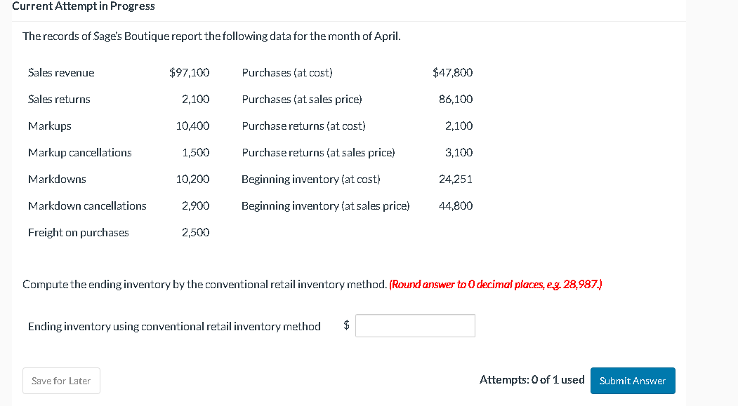 Solved Current Attempt in Progress The record 5 of Sage's | Chegg.com