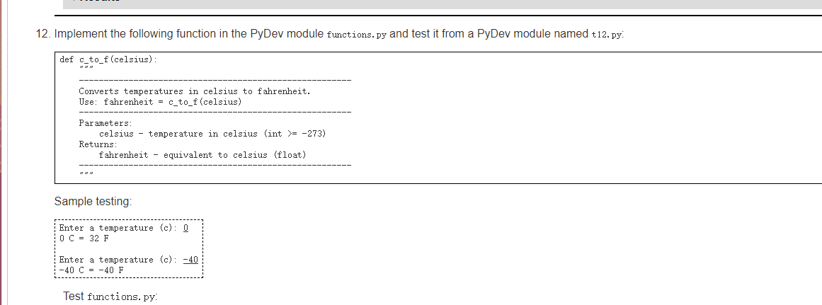 Solved 12. Implement the following function in the PyDev | Chegg.com