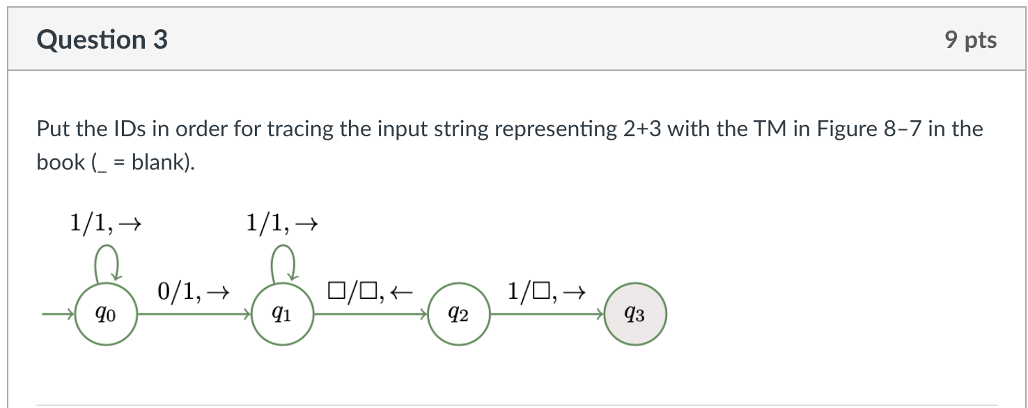 Solved Question 3 9 pts Put the IDs in order for tracing the | Chegg.com