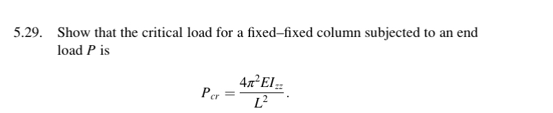 Solved 29. Show that the critical load for a fixed-fixed | Chegg.com