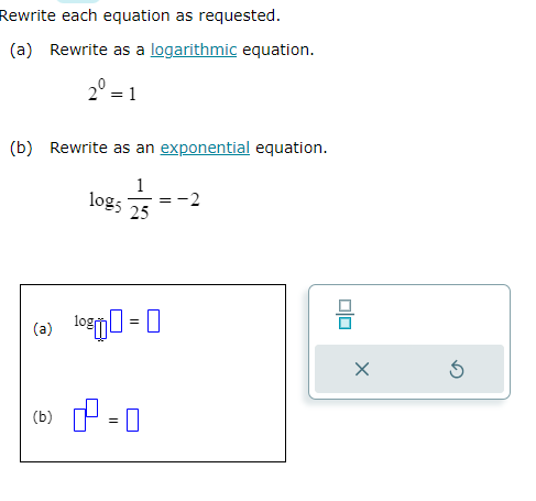 Solved Rewrite each equation as requested. (a) Rewrite as a | Chegg.com