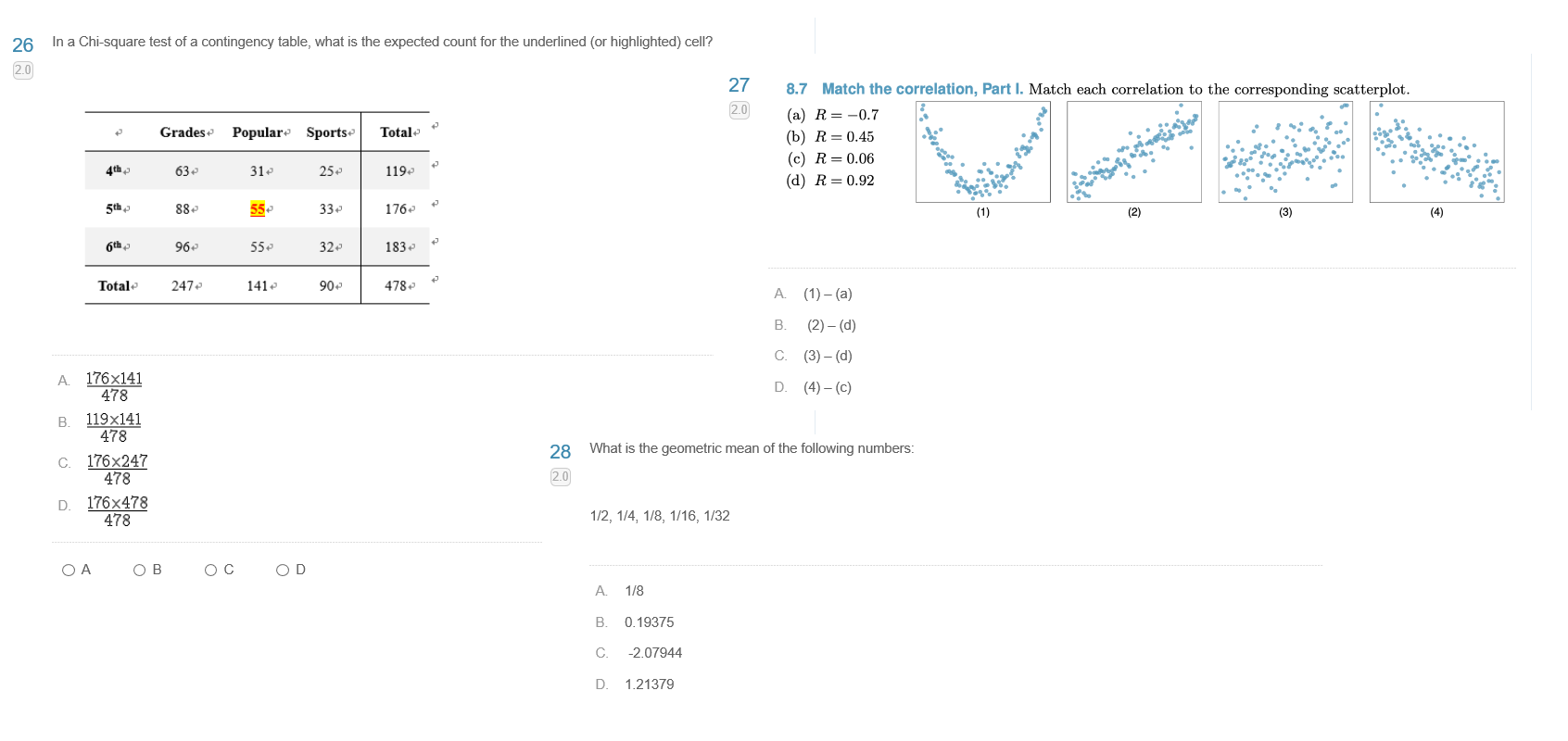 Solved In a Chi-square test of a contingency table, what is | Chegg.com