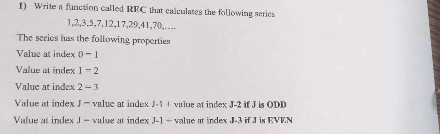 Solved 1) Write a function called REC that calculates the | Chegg.com