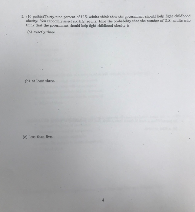 Solved (10 points)Thirty-nine percent of U.S. adults think | Chegg.com