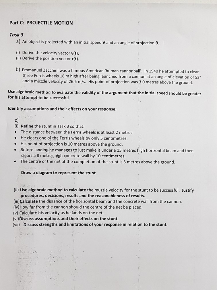 Solved Part C: PROJECTILE MOTION Task 3 a) An object is | Chegg.com