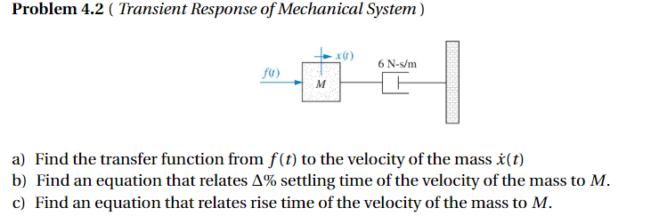Solved Problem 4.2 ( Transient Response of Mechanical | Chegg.com