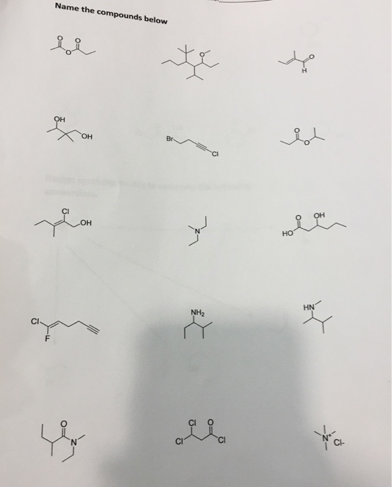 Solved Name the compounds below OH OH HO NH2 Cl Cl | Chegg.com