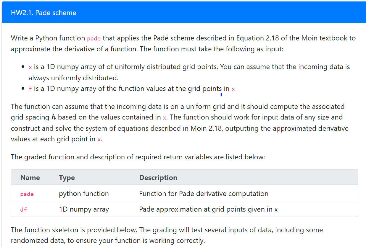Solved Write a Python function pade that applies the Padé | Chegg.com