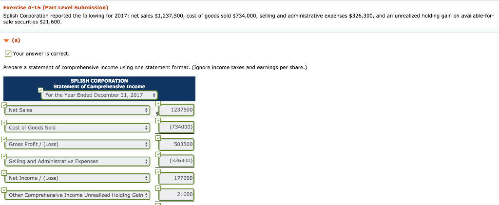 Solved Exercise 4-15 (Part Level Submission) Splish | Chegg.com