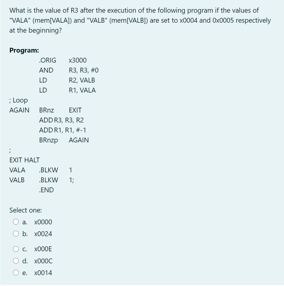 Solved What is the value of R3 after the execution of the | Chegg.com