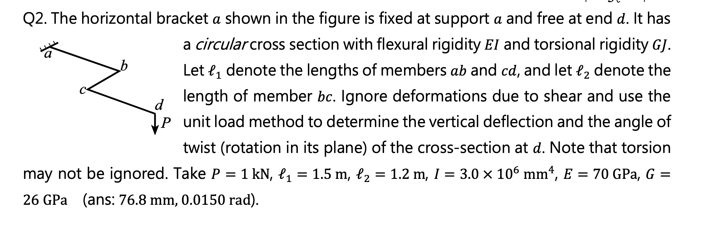 Solved Q2. ﻿The horizontal bracket a shown in ﻿the figure is | Chegg.com