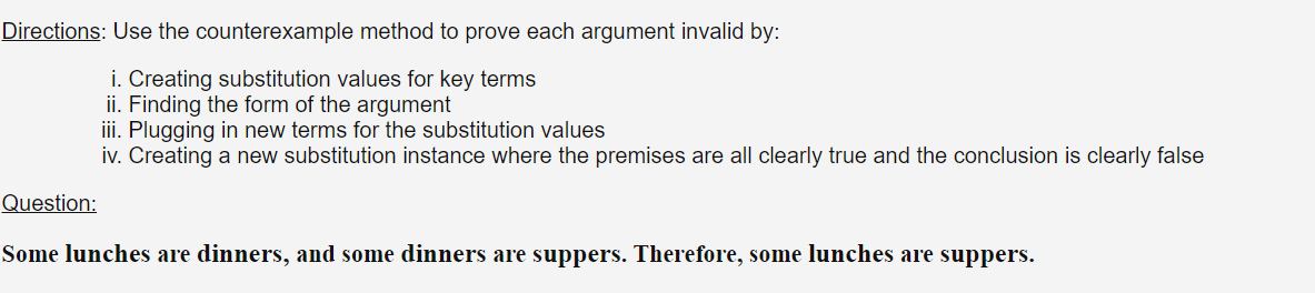 Solved Directions: Use the counterexample method to prove | Chegg.com