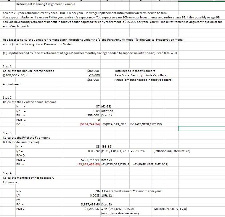 (b) Capital Preservation Model (amount to leave for | Chegg.com