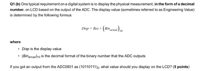 Solved DENO Figure 5. Application of ADC0801 Q1 (a) In the | Chegg.com