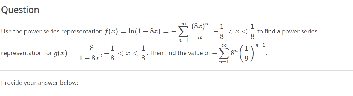 Solved Use The Power Series Representation