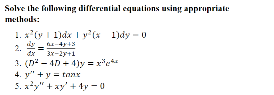 Solved Solve the following differential equations using | Chegg.com