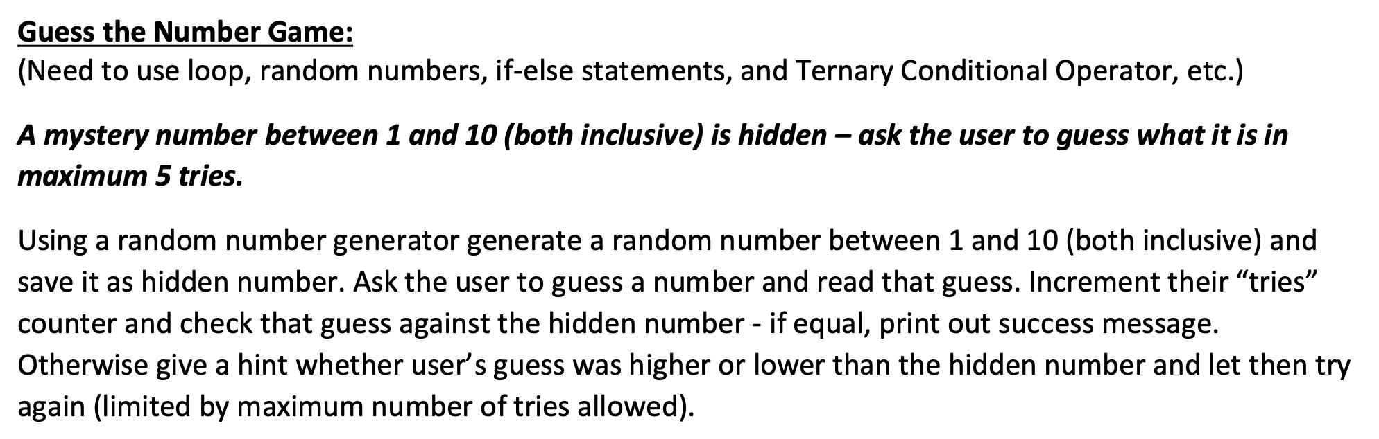 Guess the Number Game: (Need to use loop, random | Chegg.com
