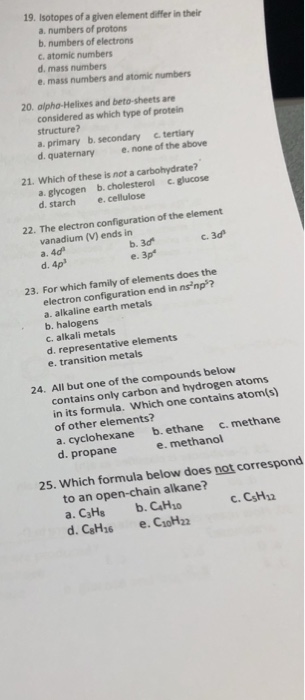 Solved 19. Isotopes of a given element differ in their a. | Chegg.com