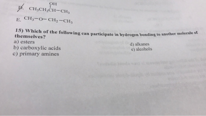 Solved OH CH3CH2CH- CH3 E. CH13-o-CH2-CH3 nother molecule of | Chegg.com