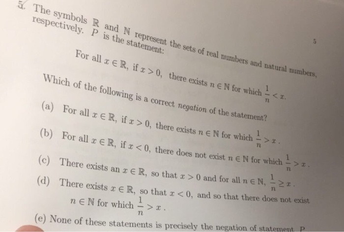 Solved The symbols R and N represent the sets of real | Chegg.com