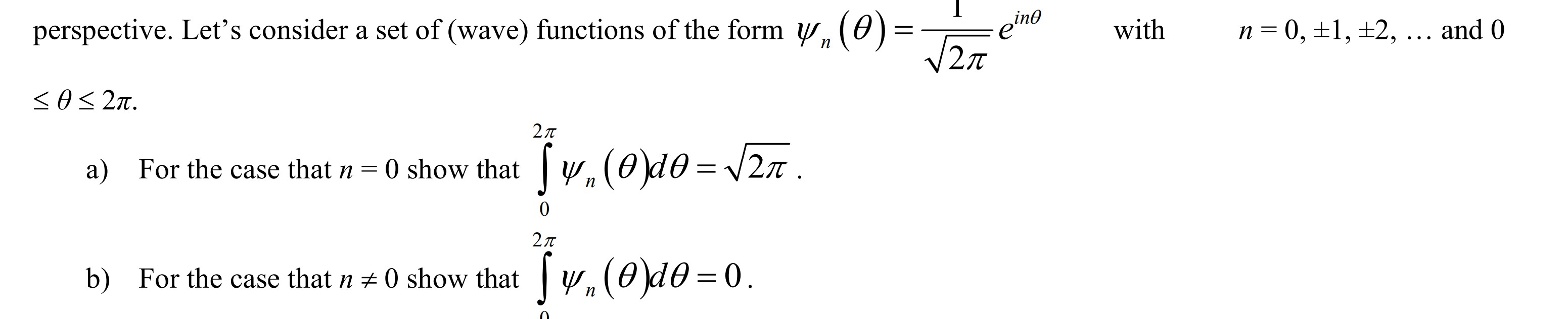 Solved perspective. Let's consider a set of (wave) functions | Chegg.com