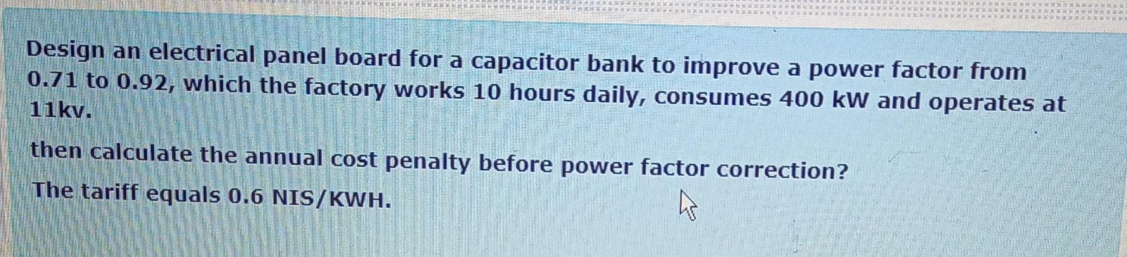 Solved Design an electrical panel board for a capacitor bank | Chegg.com
