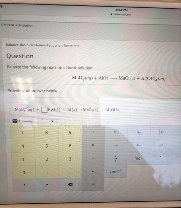 Solved 4:04 PM 슐 knewton.com Content attribution Balance | Chegg.com