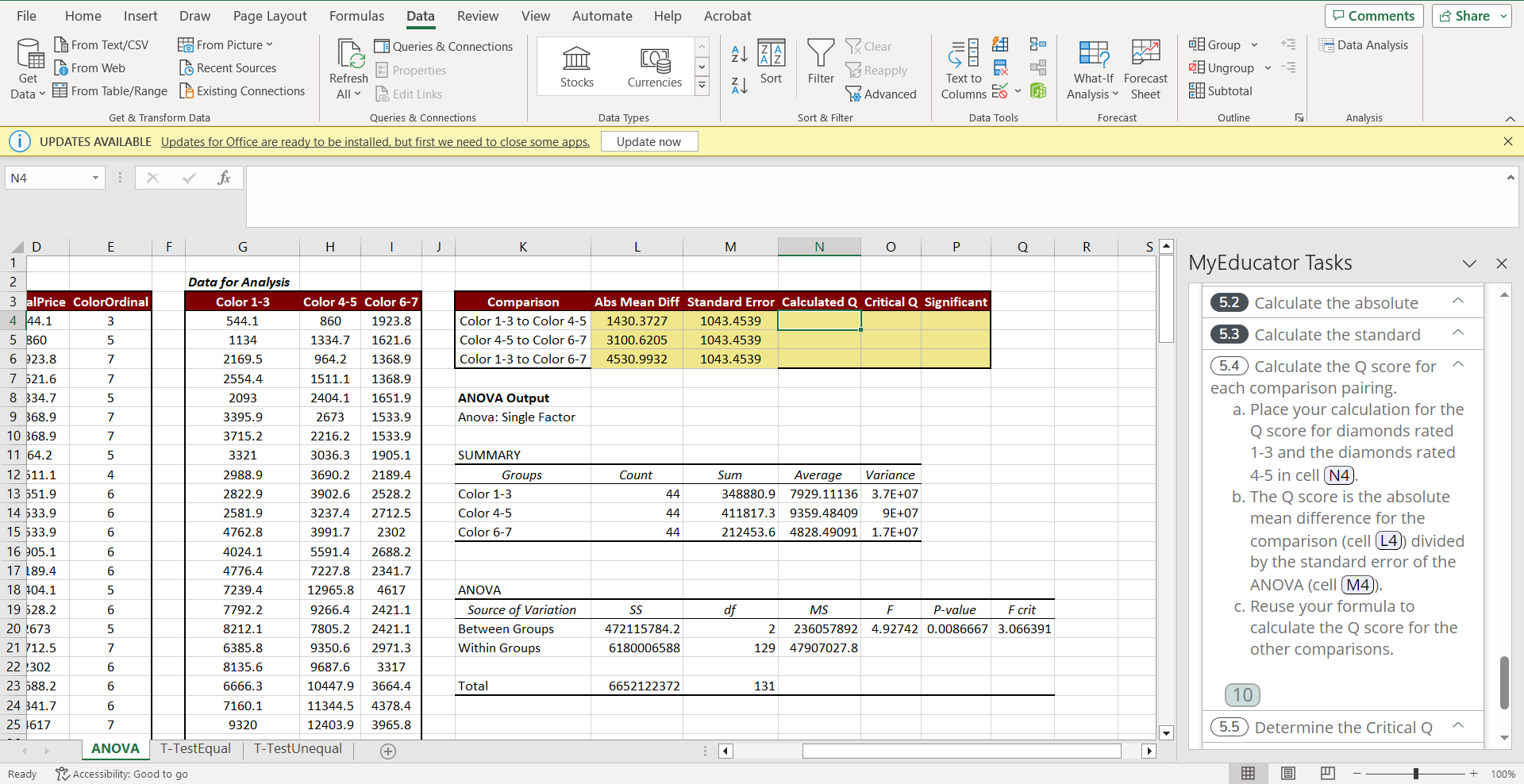 Solved Calculate the Q score for each comparison | Chegg.com