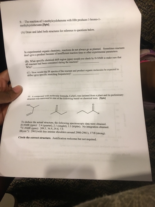Solved The reaction of 1-methylcyclohexene with HBr produces | Chegg.com