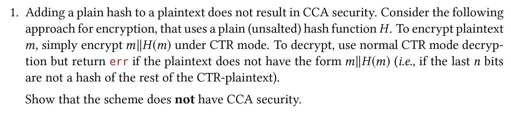 Solved Please help me in prooving why this schme is not CCA | Chegg.com