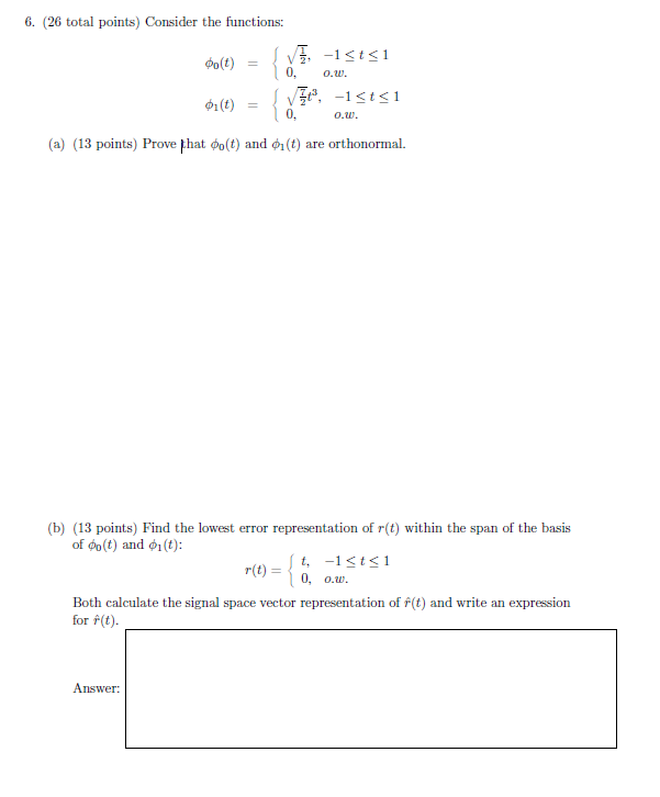 Solved 6. (26 total points) Consider the functions: | Chegg.com