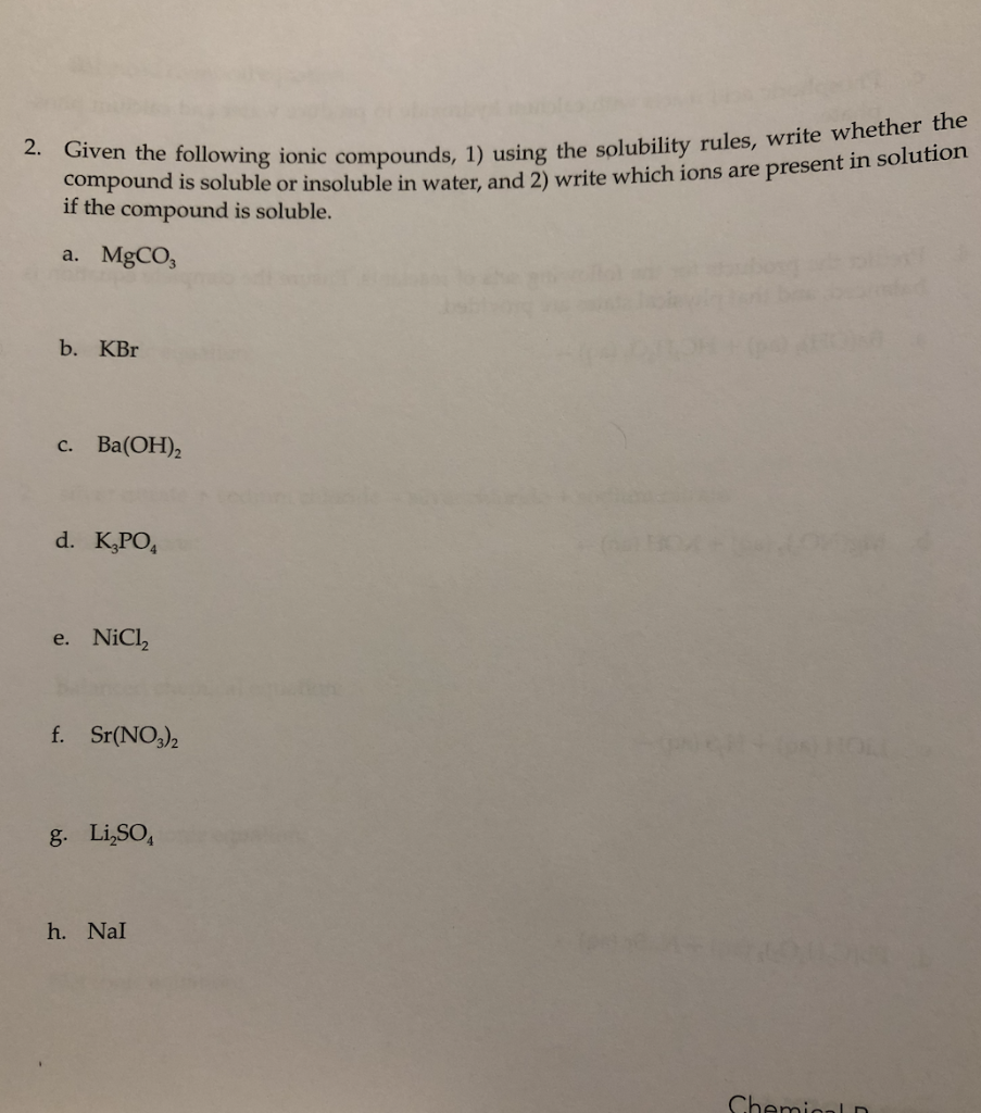 Solved 2. Given the following ionic compounds, 1) compound | Chegg.com