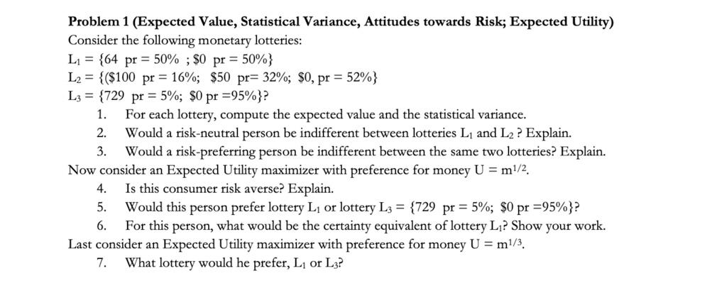 Solved Problem 1 (Expected Value, Statistical Variance, | Chegg.com