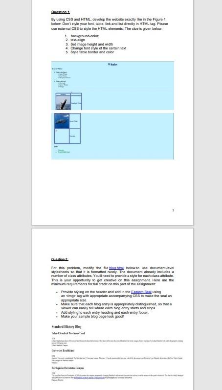 Question 1 By using CSS and HTML, develop the website | Chegg.com