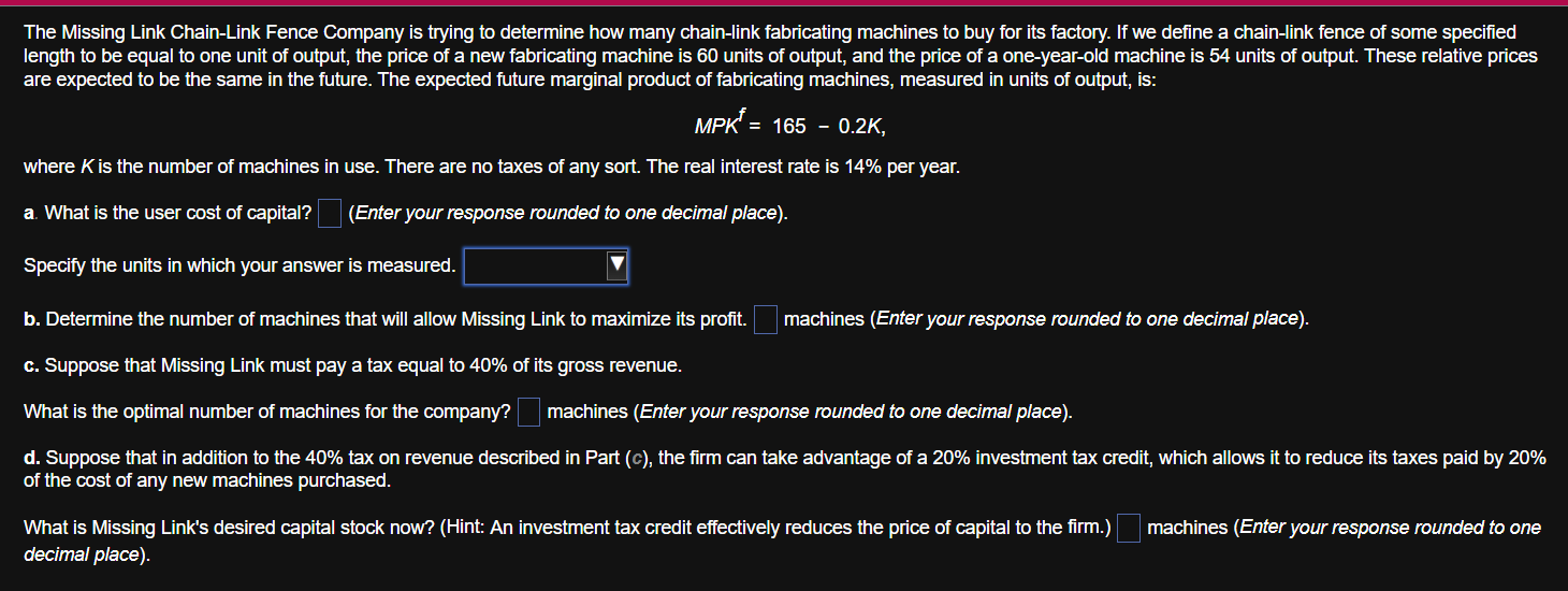 Solved The Missing Link Chain-Link Fence Company is trying | Chegg.com