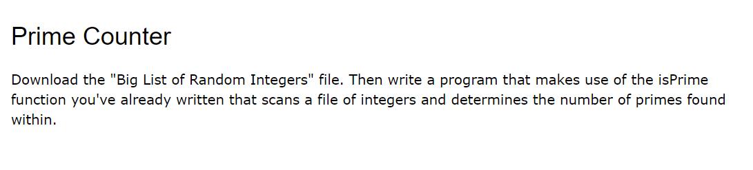 Solved Prime Counter Download the "Big List of Random | Chegg.com