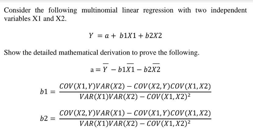 Solved Consider The Following Multinomial Linear Regression 