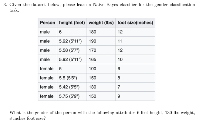Solved 3. Given the dataset below, please learn a Naive | Chegg.com
