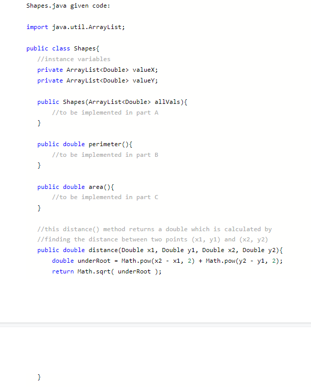 For A- you will add a constructor for the Shapes | Chegg.com