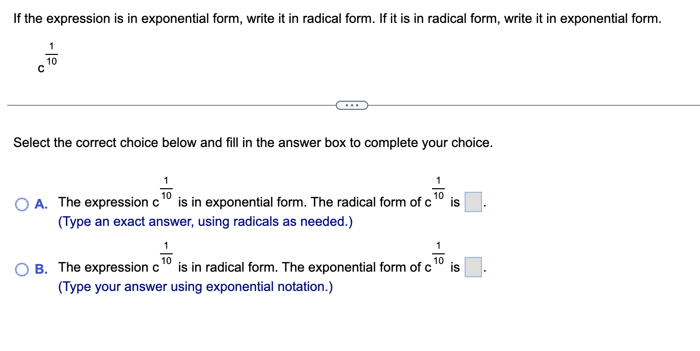 Solved If the expression is in exponential form, write it in | Chegg.com