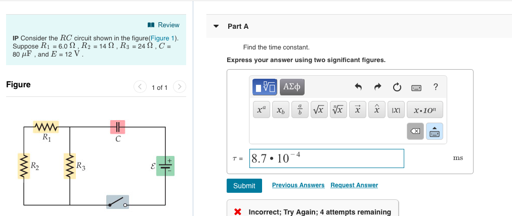 Solved Review PartA P Consider the RC circuit shown in the | Chegg.com